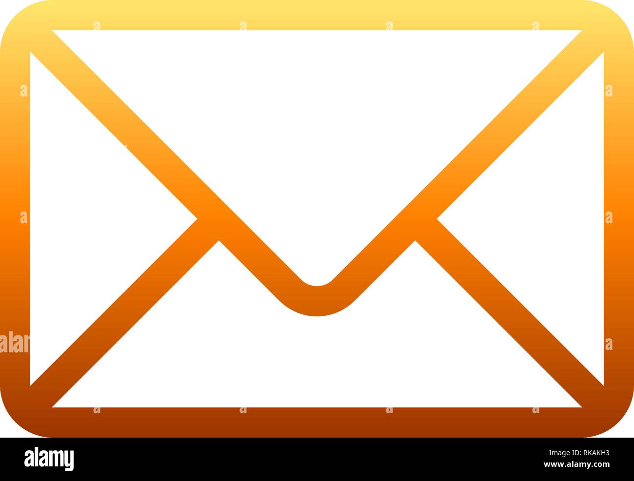 Mail symbol icon - orange gradient outline with rounded corners ...