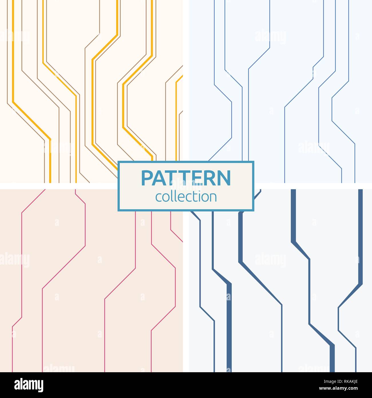Set of four abstract vector seamless patterns of lines. Stylish texture ...