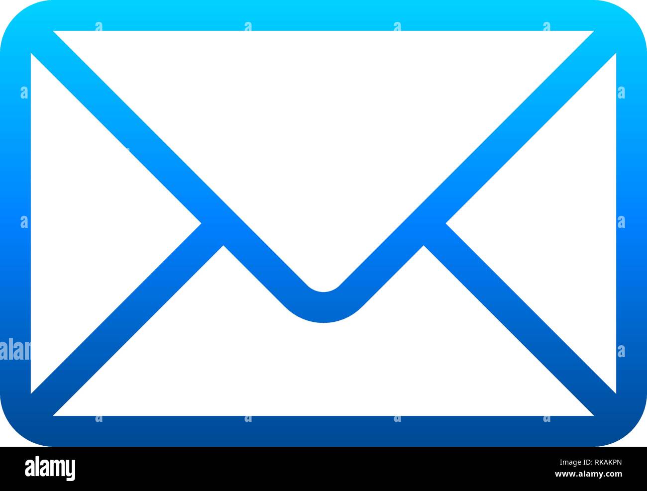 Mail symbol icon - blue gradient outline with rounded corners, isolated ...