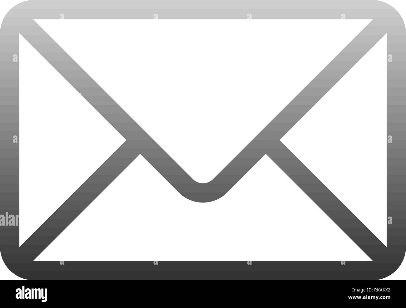 Mail symbol icon - gray gradient outline with rounded corners, isolated ...