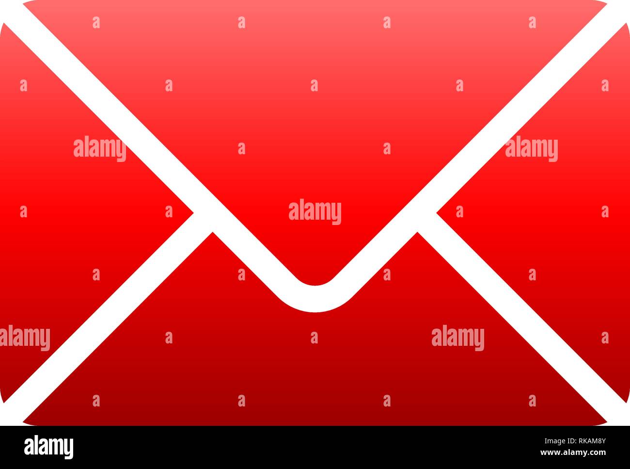 Mail symbol icon - red gradient with rounded corners, isolated - vector ...