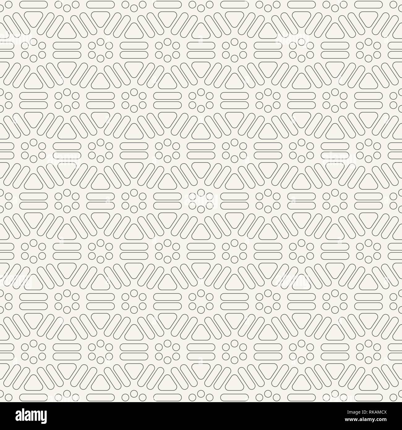 Abstract geometric seamless pattern of rounded shapes. Linear style ...