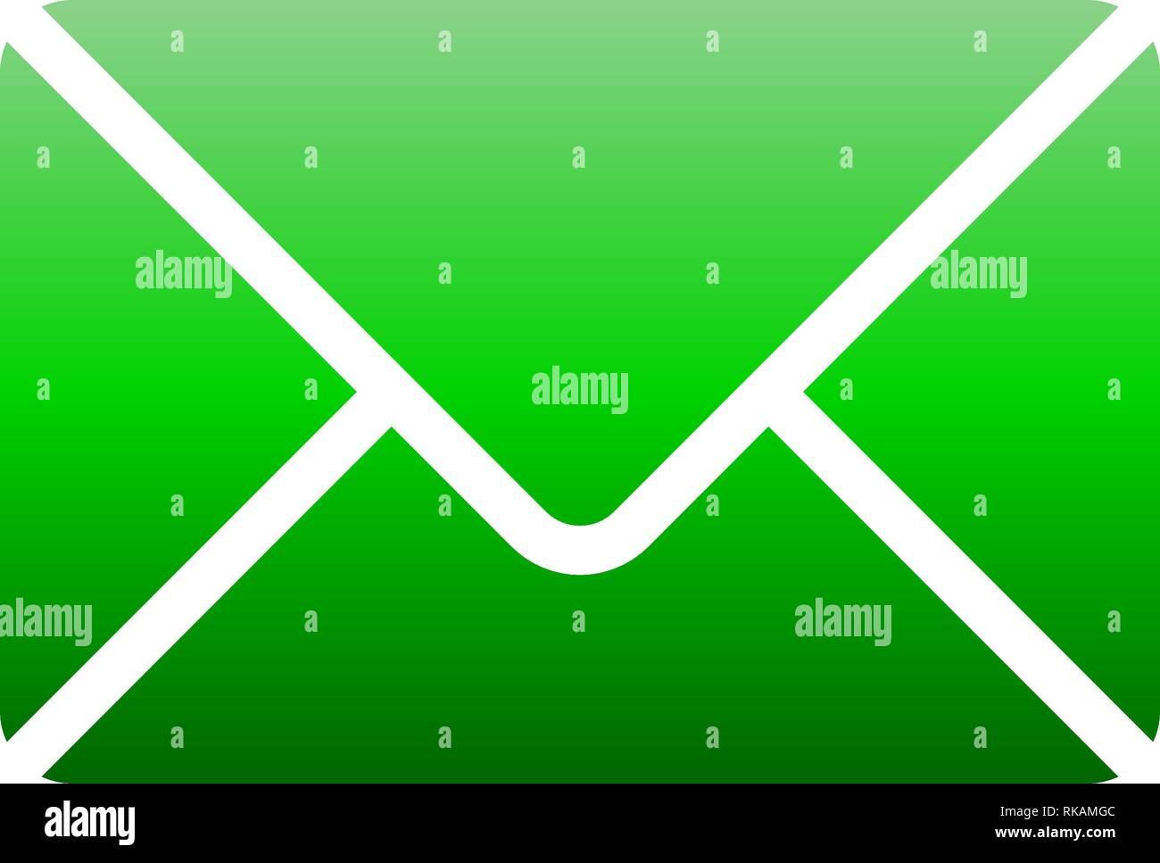 Mail symbol icon - green gradient with rounded corners, isolated ...