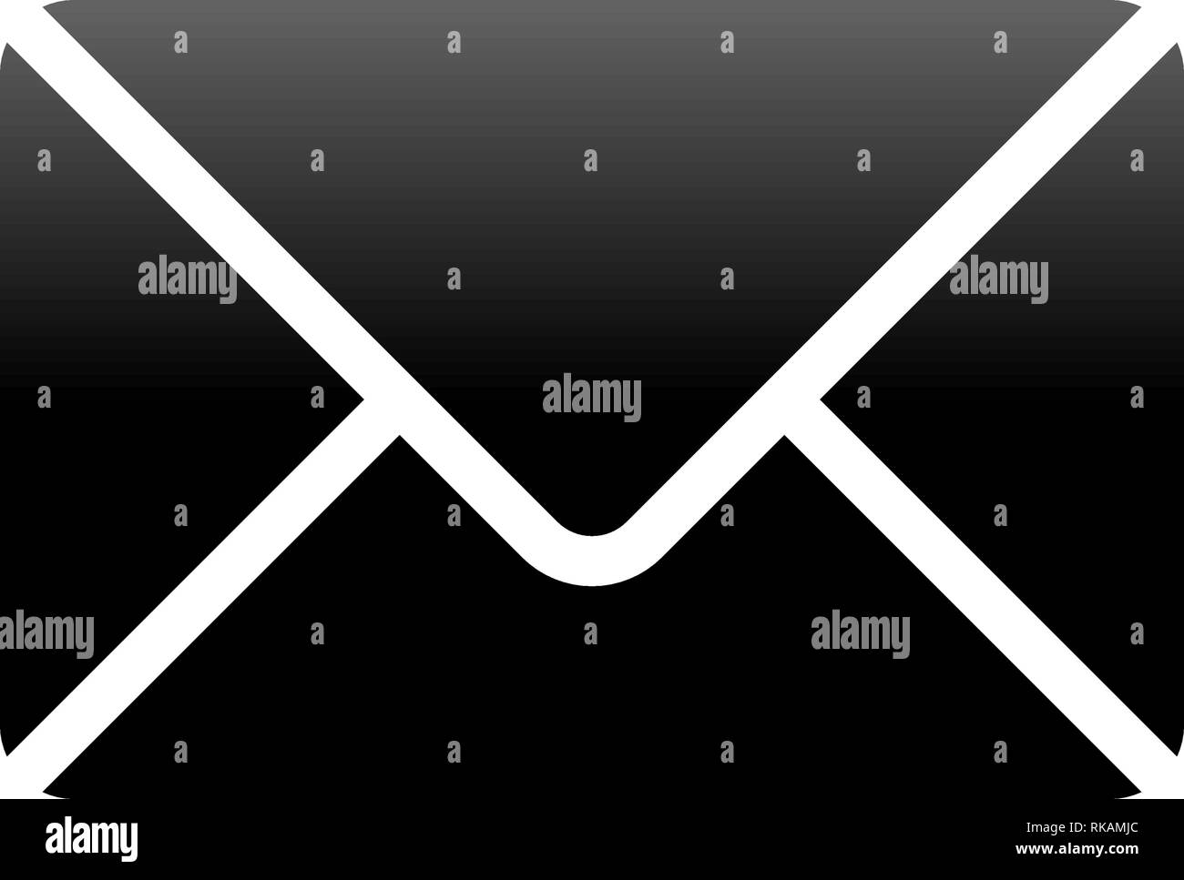 Mail symbol icon - black gradient with rounded corners, isolated ...