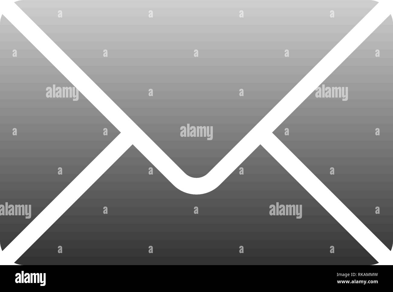 Mail symbol icon - gray gradient with rounded corners, isolated ...