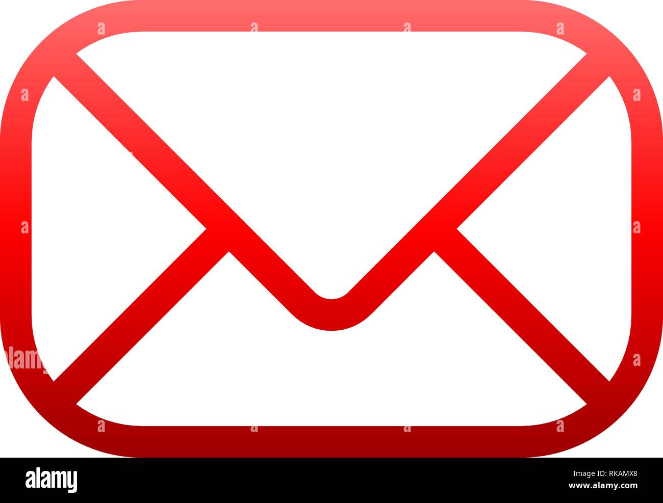 Mail symbol icon - red gradient outline with rounded corners, isolated ...