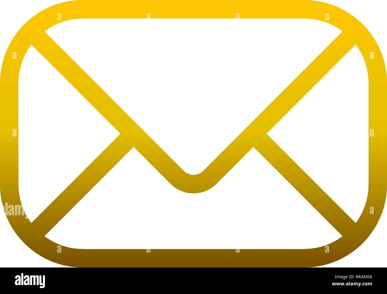 Mail symbol icon - golden gradient outline with rounded corners ...