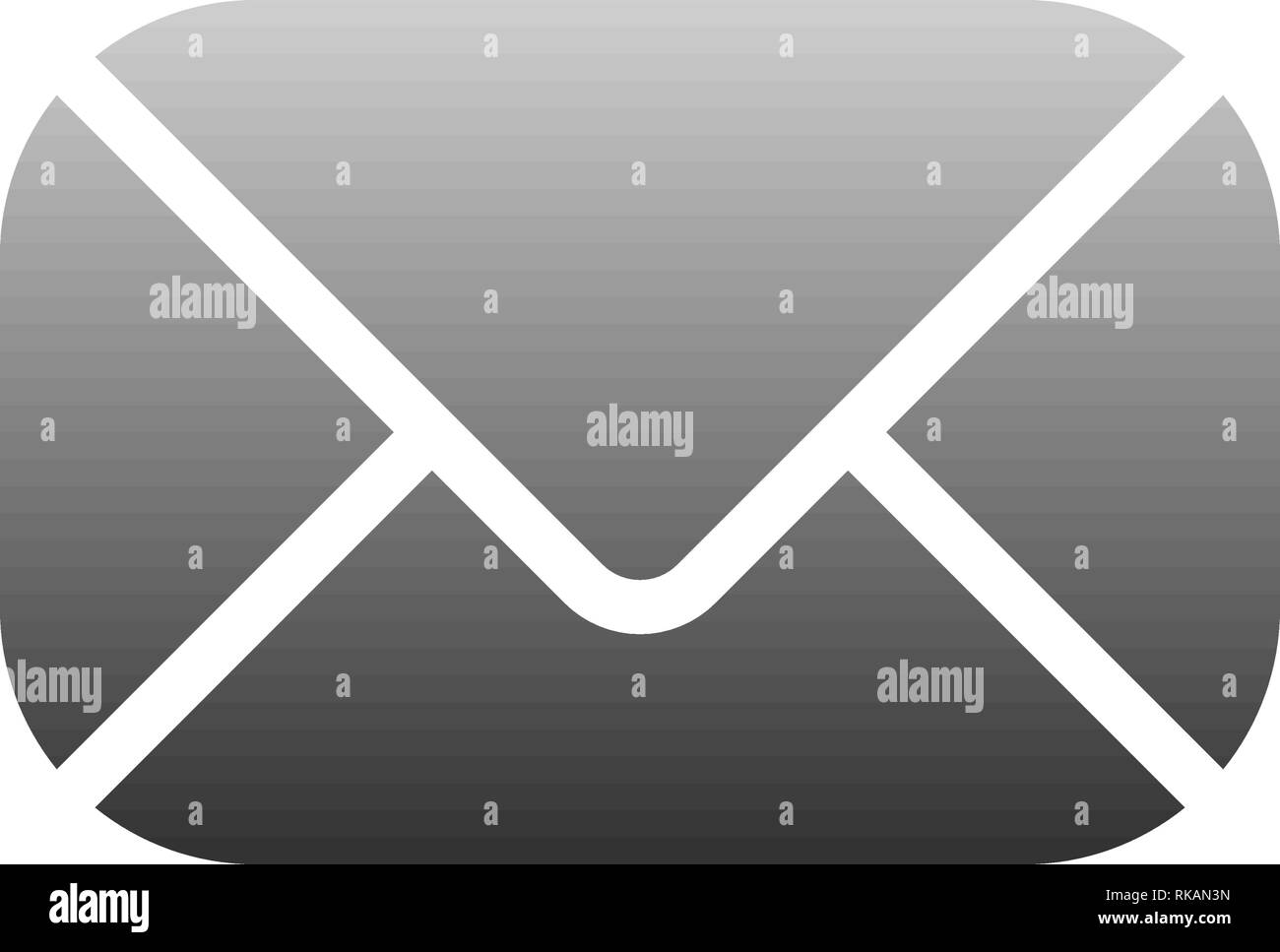 Mail symbol icon - gray gradient with rounded corners, isolated ...