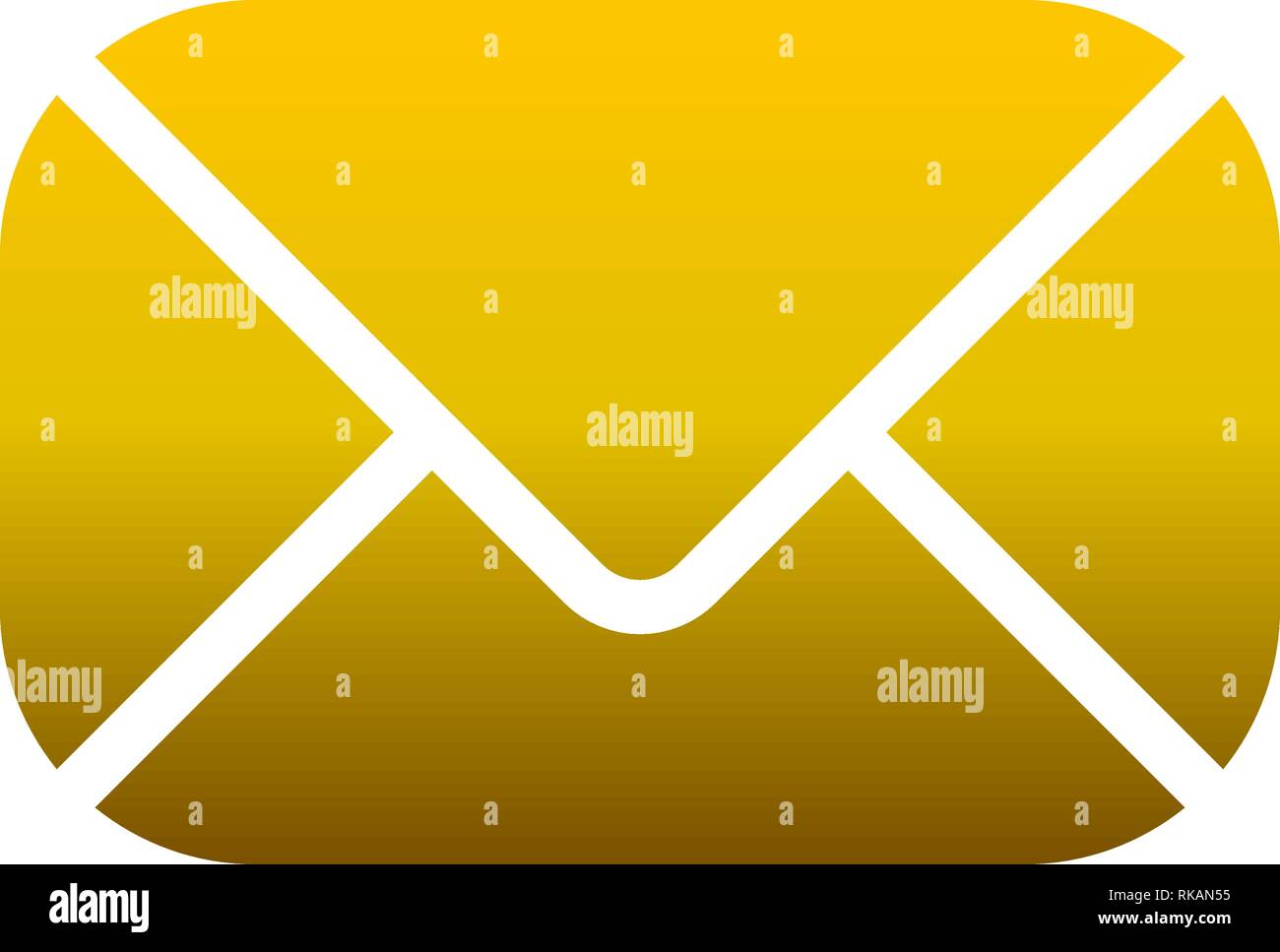 Mail symbol icon - golden gradient with rounded corners, isolated ...
