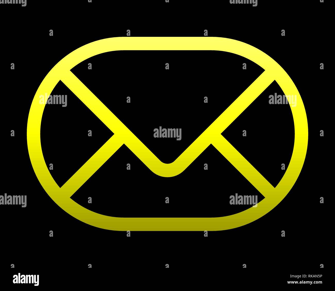 Mail symbol icon - yellow gradient outline rounded, isolated - vector ...