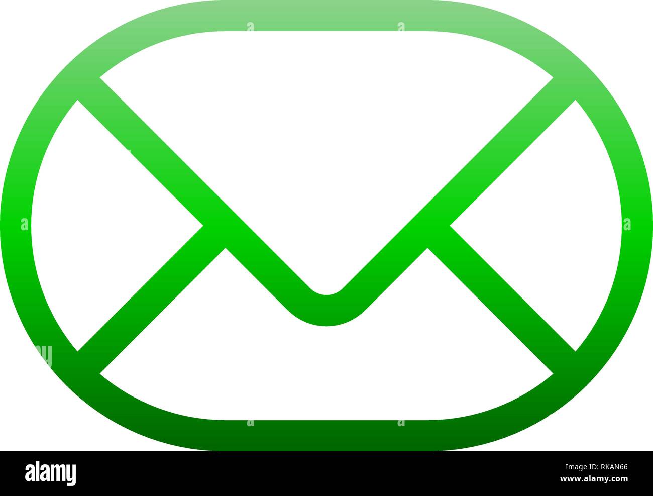 Mail symbol icon - green gradient outline rounded, isolated - vector ...