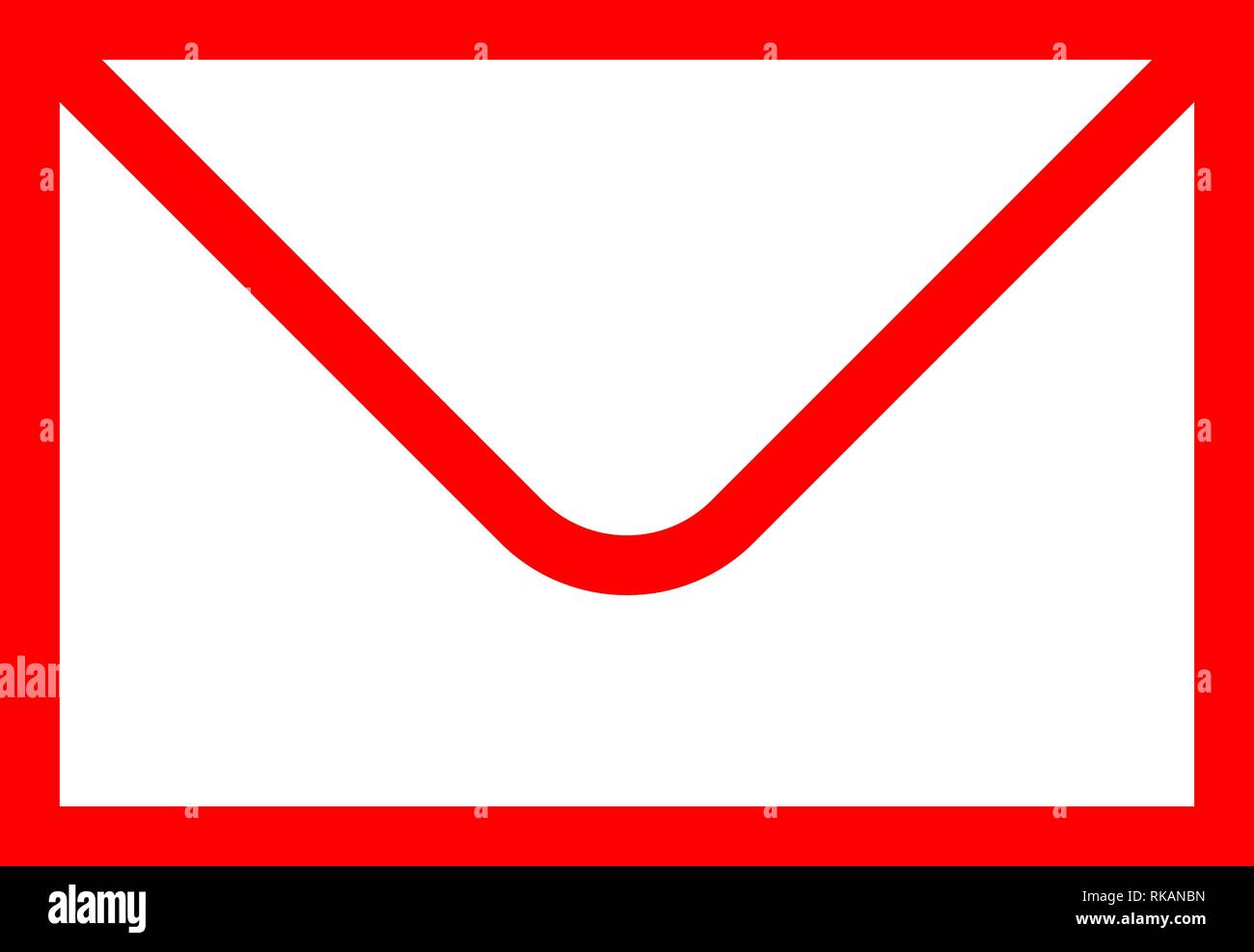 Mail symbol icon - red simple outline, isolated - vector illustration ...