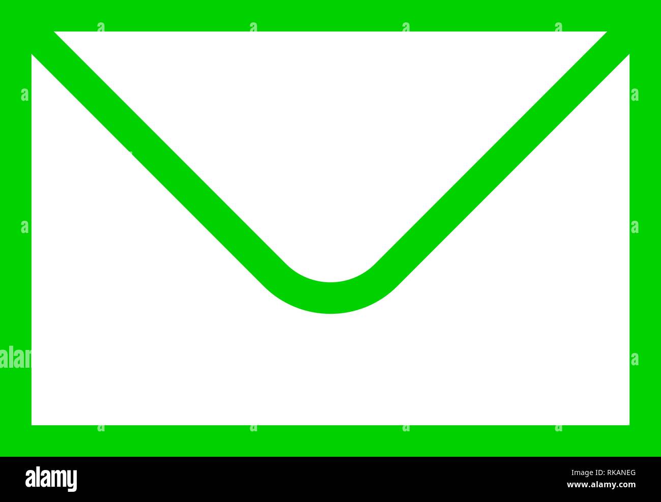 Mail symbol icon - green simple outline, isolated - vector illustration ...