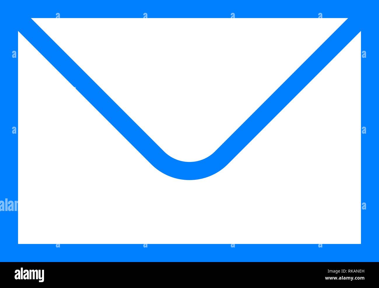 Mail symbol icon - blue simple outline, isolated - vector illustration ...