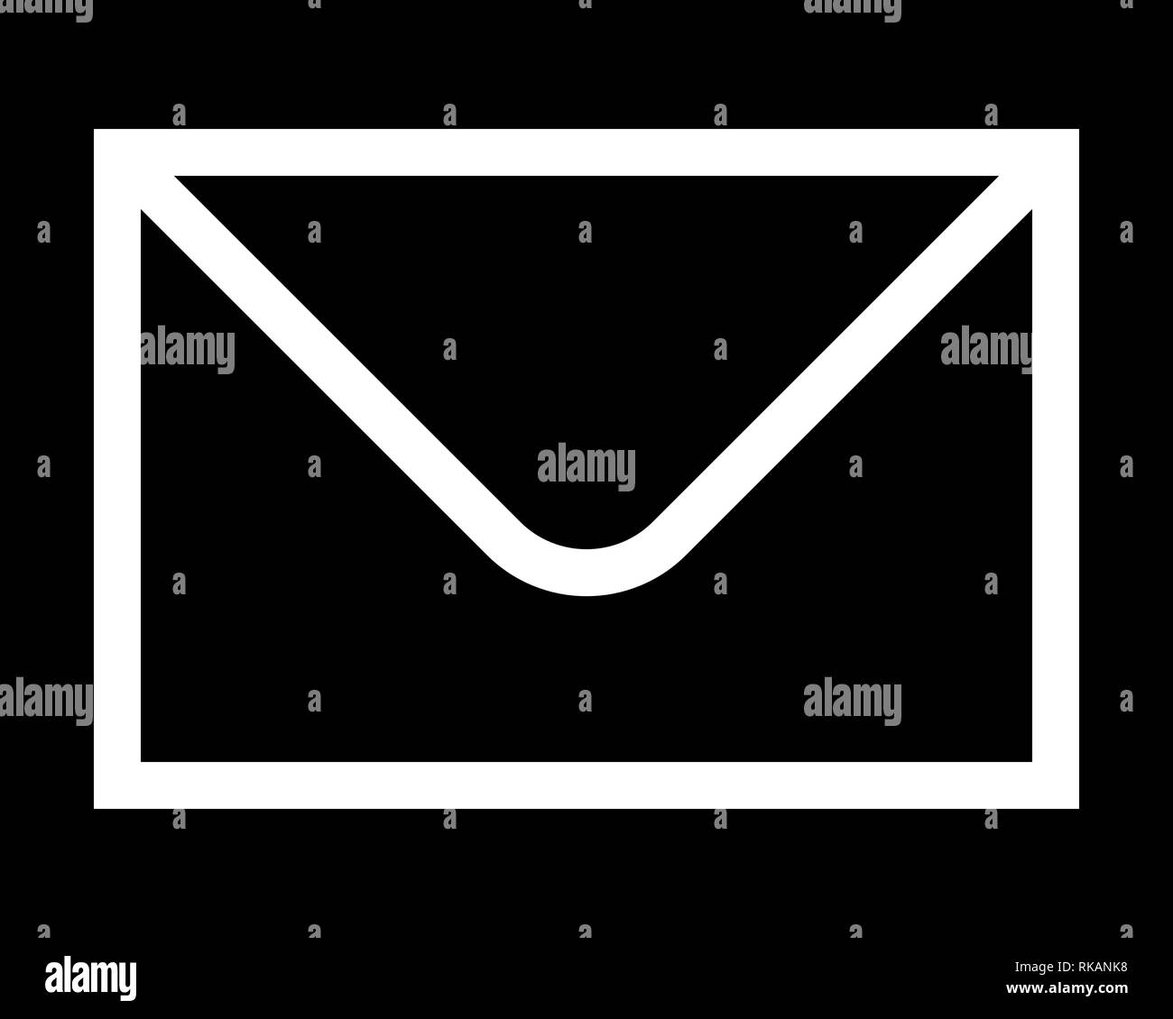 Mail symbol icon - white simple outline, isolated - vector illustration ...