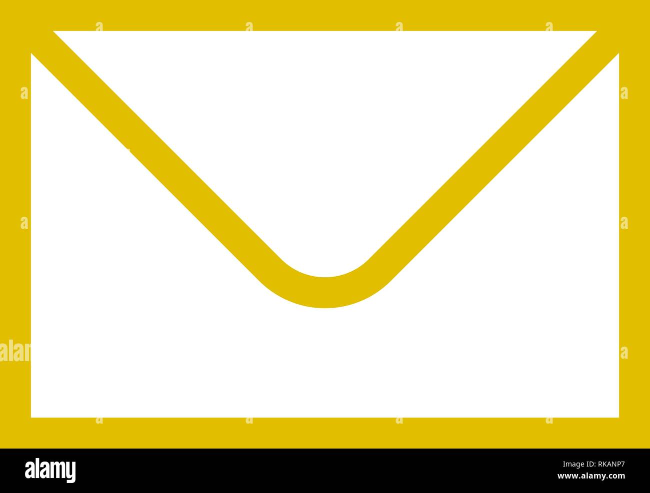 Mail symbol icon - golden simple outline, isolated - vector ...