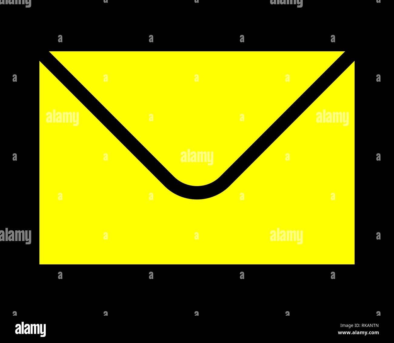 Mail symbol icon - yellow simple, isolated - vector illustration Stock ...