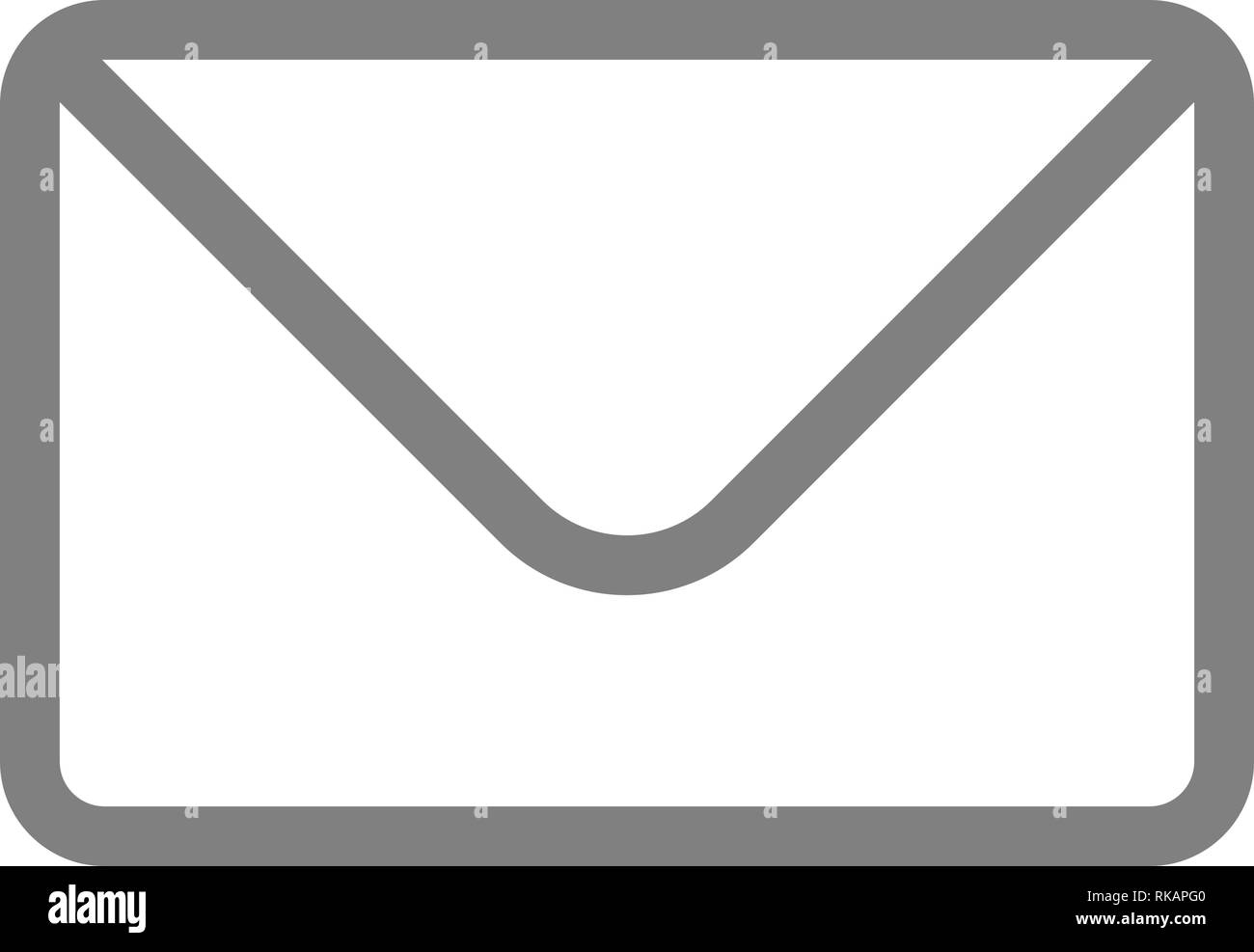 Mail symbol icon - gray simple outline with rounded corners, isolated ...