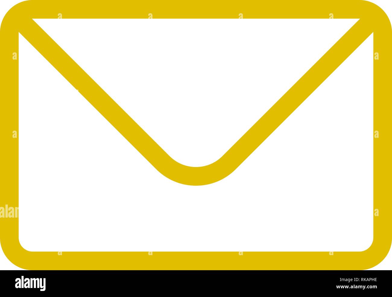 Mail symbol icon - golden simple outline with rounded corners, isolated ...