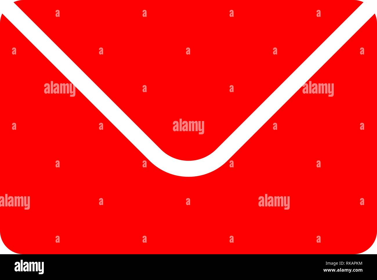 Mail symbol icon - red simple with rounded corners, isolated - vector ...