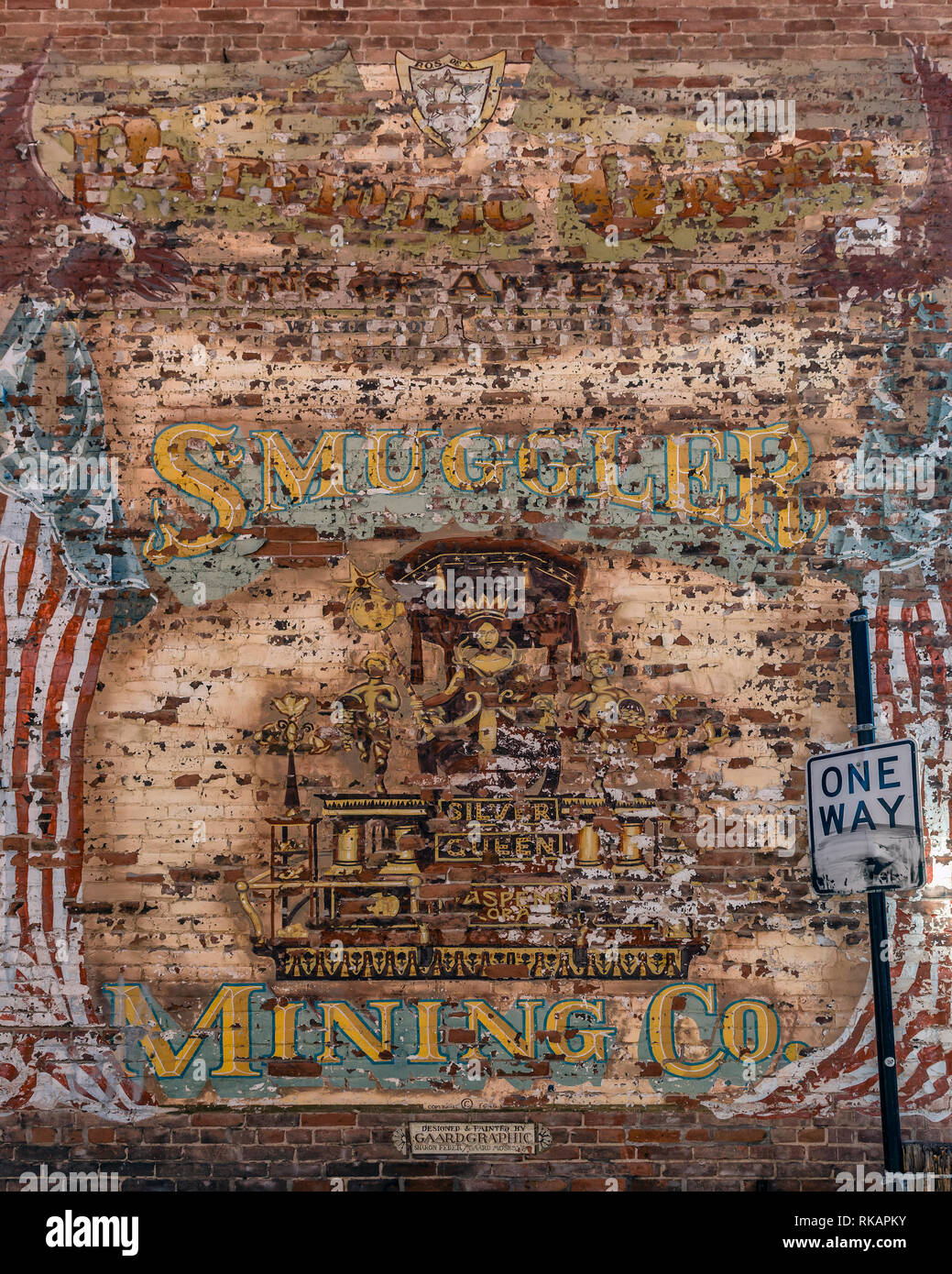 Old style sign on the side of the historic brand building hi-res stock ...