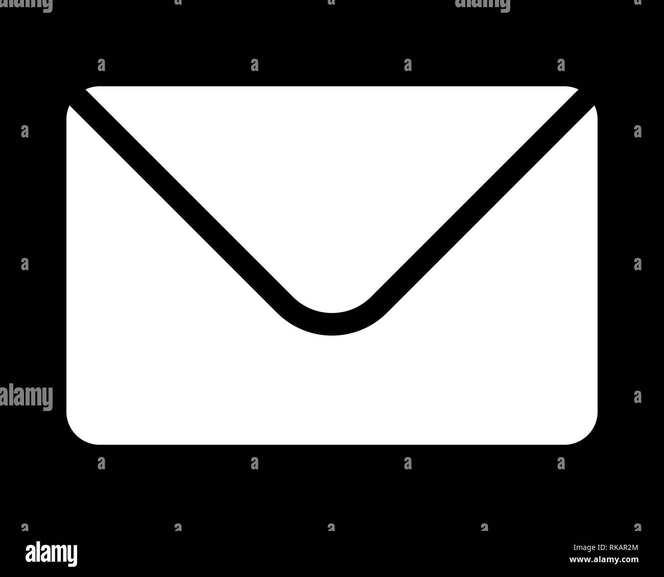 Mail symbol icon - white simple with rounded corners, isolated - vector ...