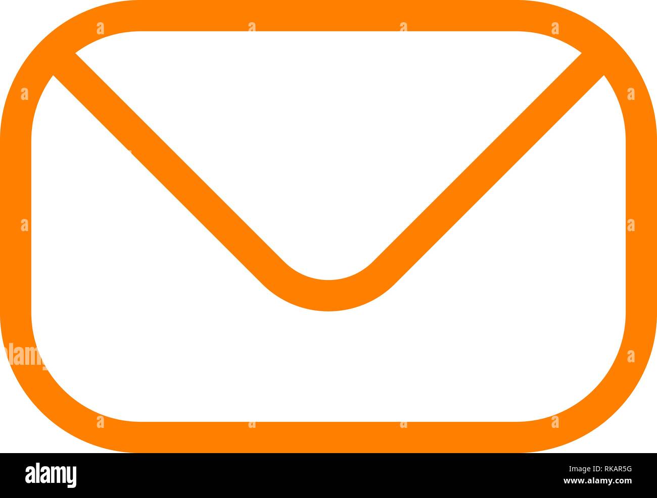 Mail symbol icon - orange simple outline with rounded corners, isolated ...
