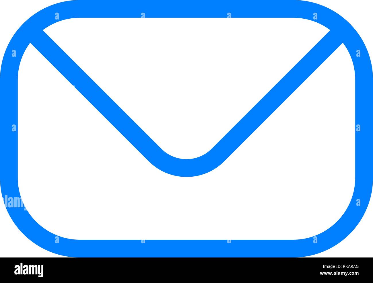 Mail symbol icon - blue simple outline with rounded corners, isolated ...