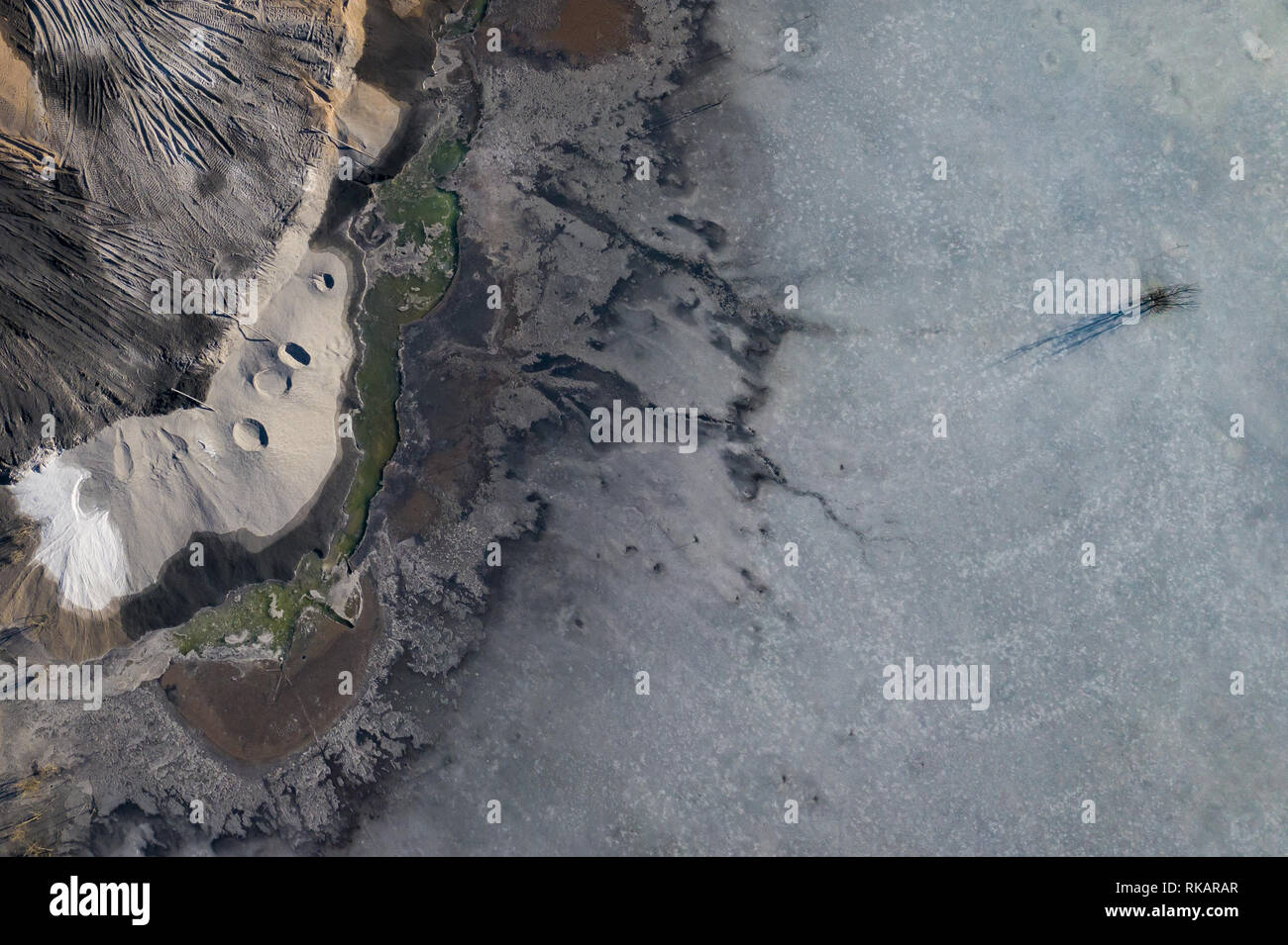 Aerial view of degraded landscape. Destroyed land. View from above ...