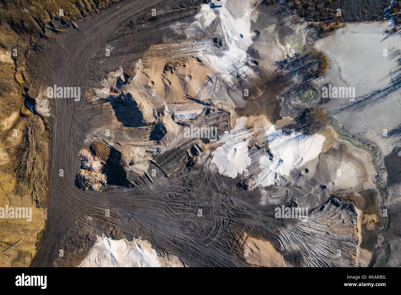 Aerial view of degraded landscape. Destroyed land. View from above ...