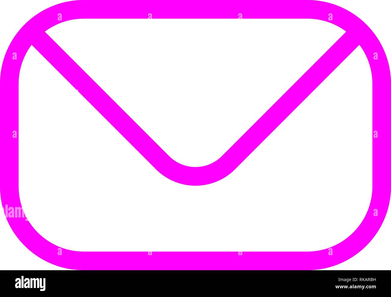Mail symbol icon - purple simple outline with rounded corners, isolated ...