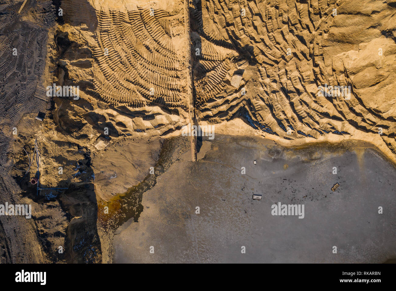 Aerial view of degraded landscape. Destroyed land. View from above ...