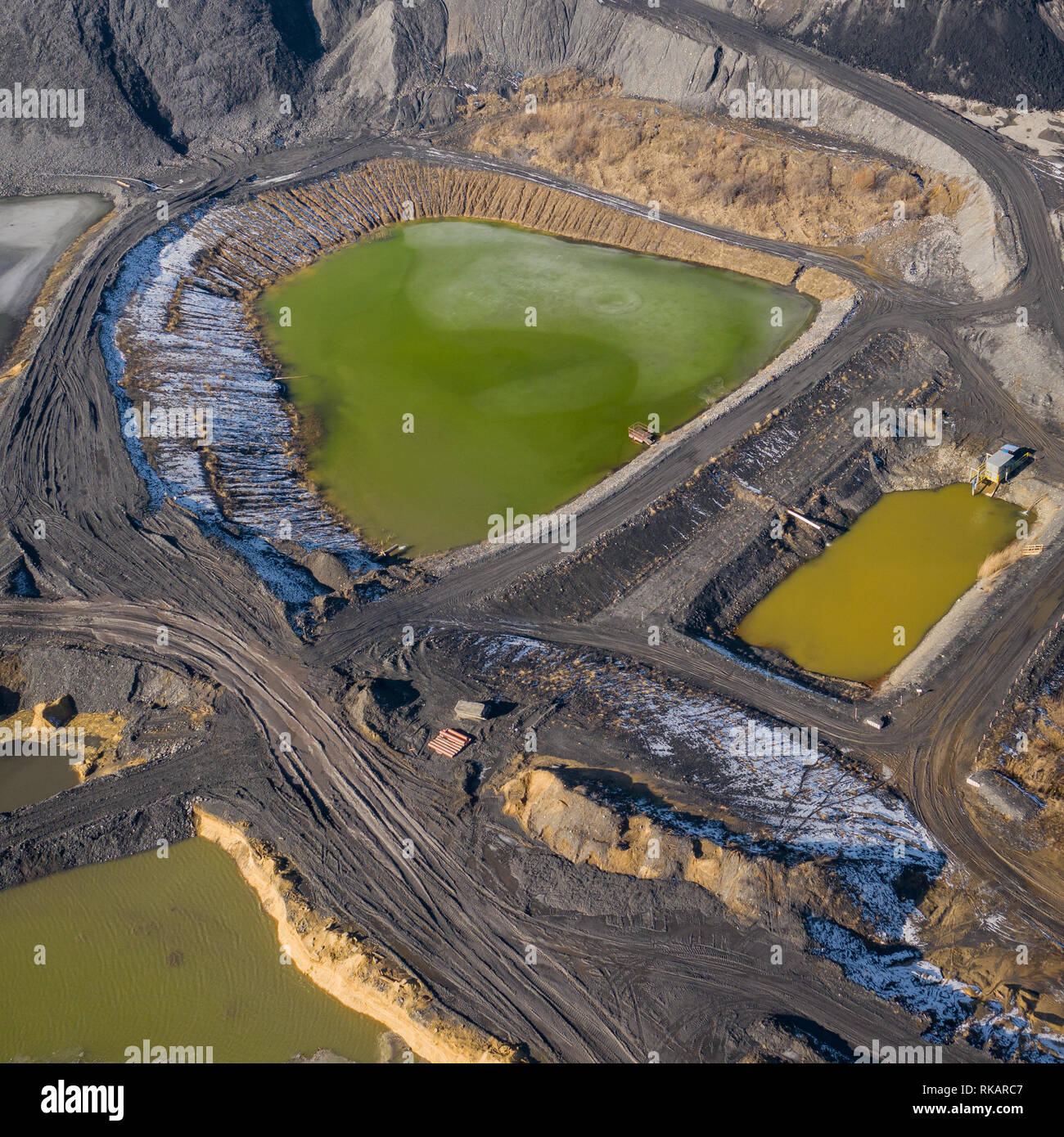 Aerial view of degraded landscape. Destroyed land. View from above ...