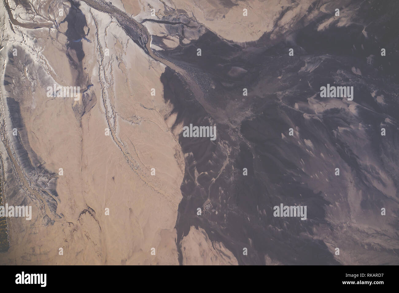 Aerial view of degraded landscape. Destroyed land. View from above ...