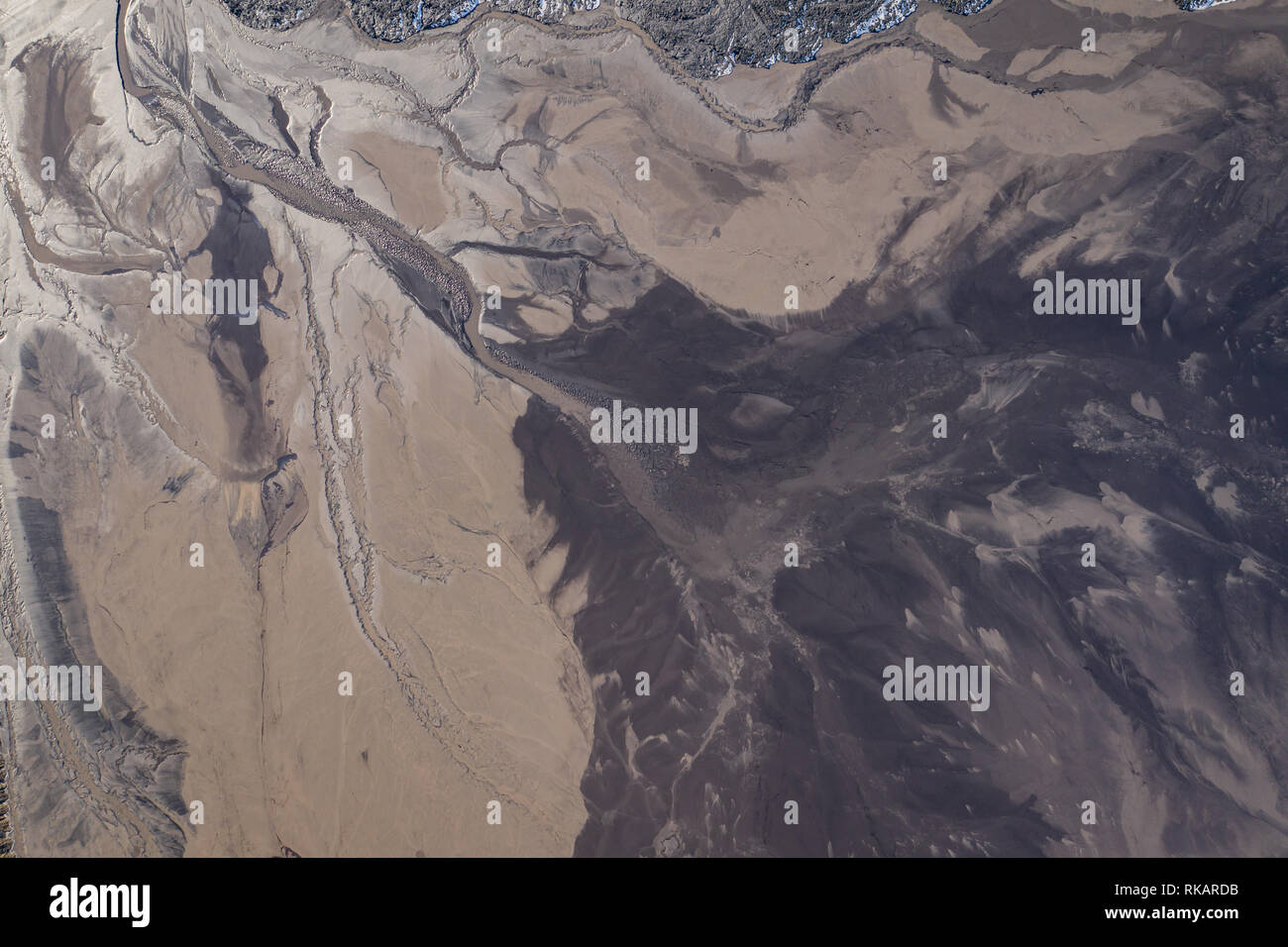 Aerial view of degraded landscape. Destroyed land. View from above ...