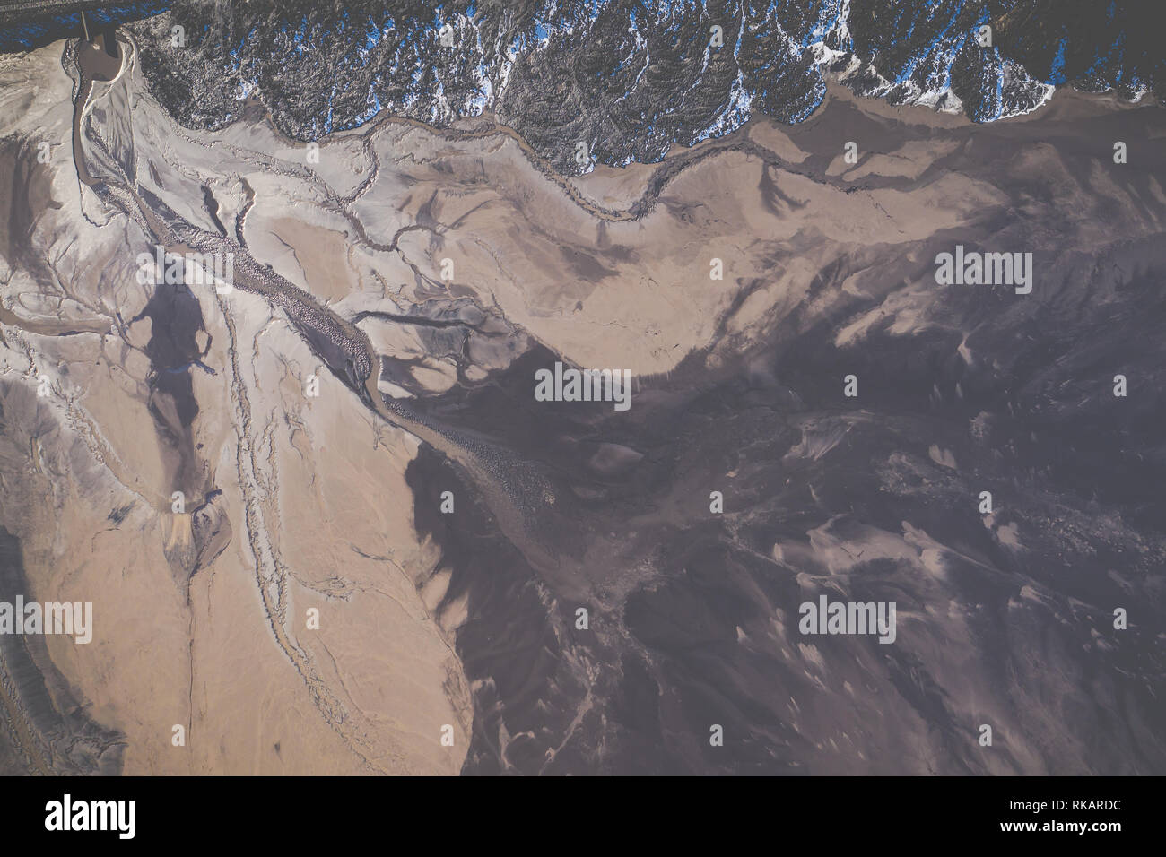 Aerial view of degraded landscape. Destroyed land. View from above ...