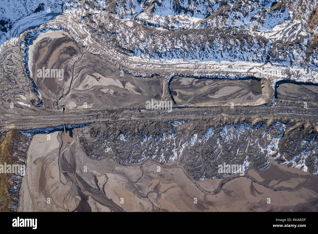 Aerial view of degraded landscape. Destroyed land. View from above ...
