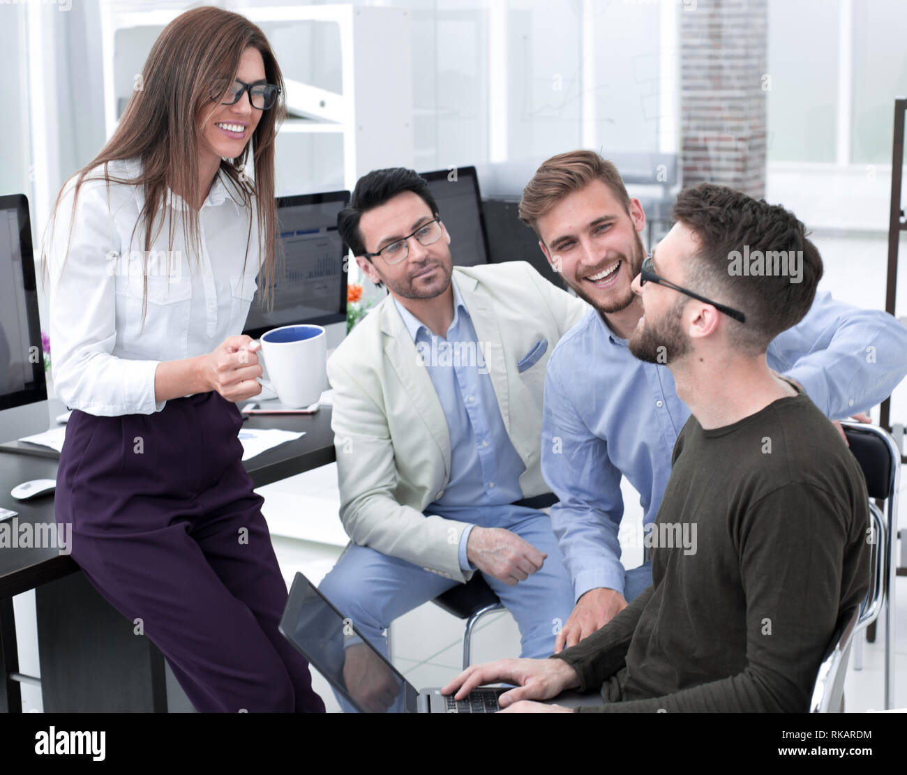 business woman and business team talking during work break.the concept ...