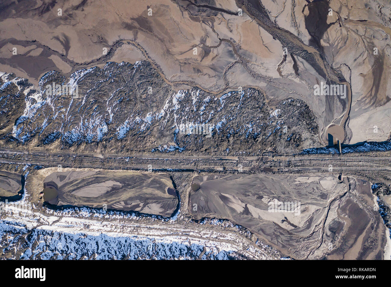 Aerial view of degraded landscape. Destroyed land. View from above ...