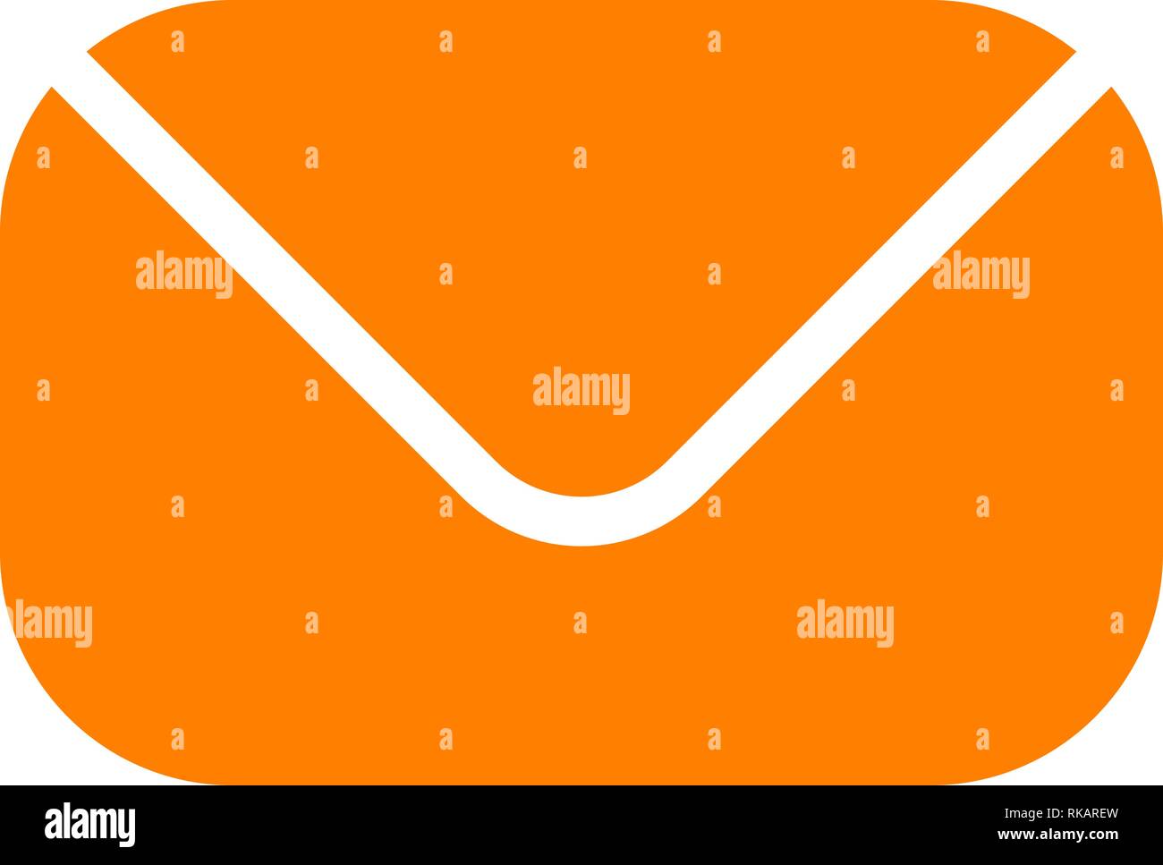 Mail symbol icon - orange simple with rounded corners, isolated ...