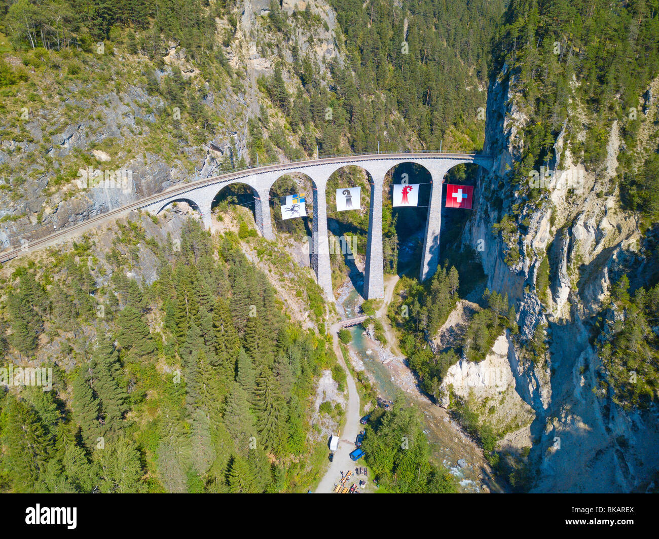 Famous Landwasser viaduct nearby Filisur town in the swiss alps Stock ...