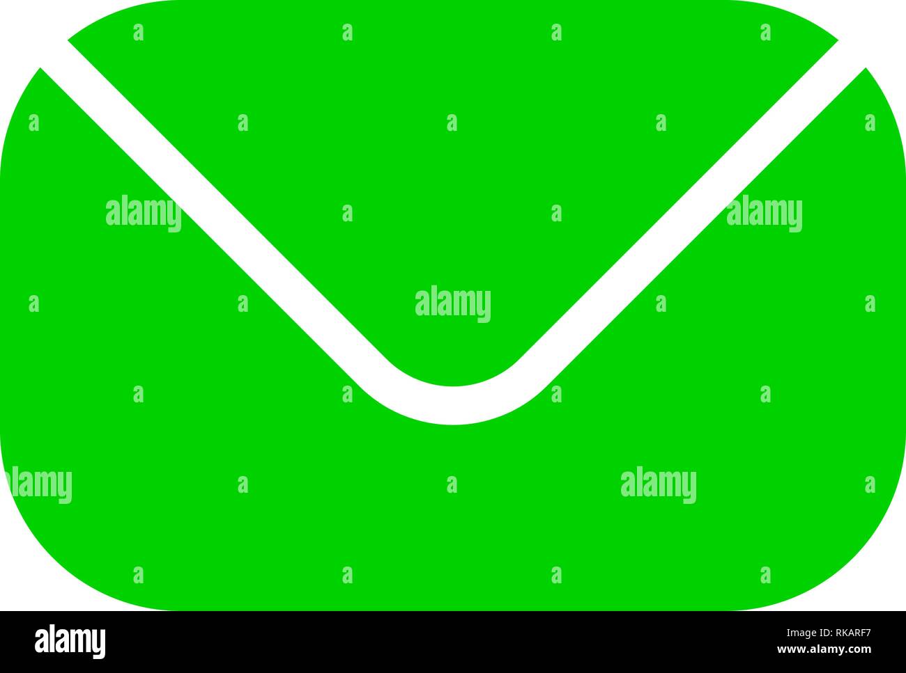 Mail symbol icon - green simple with rounded corners, isolated - vector ...