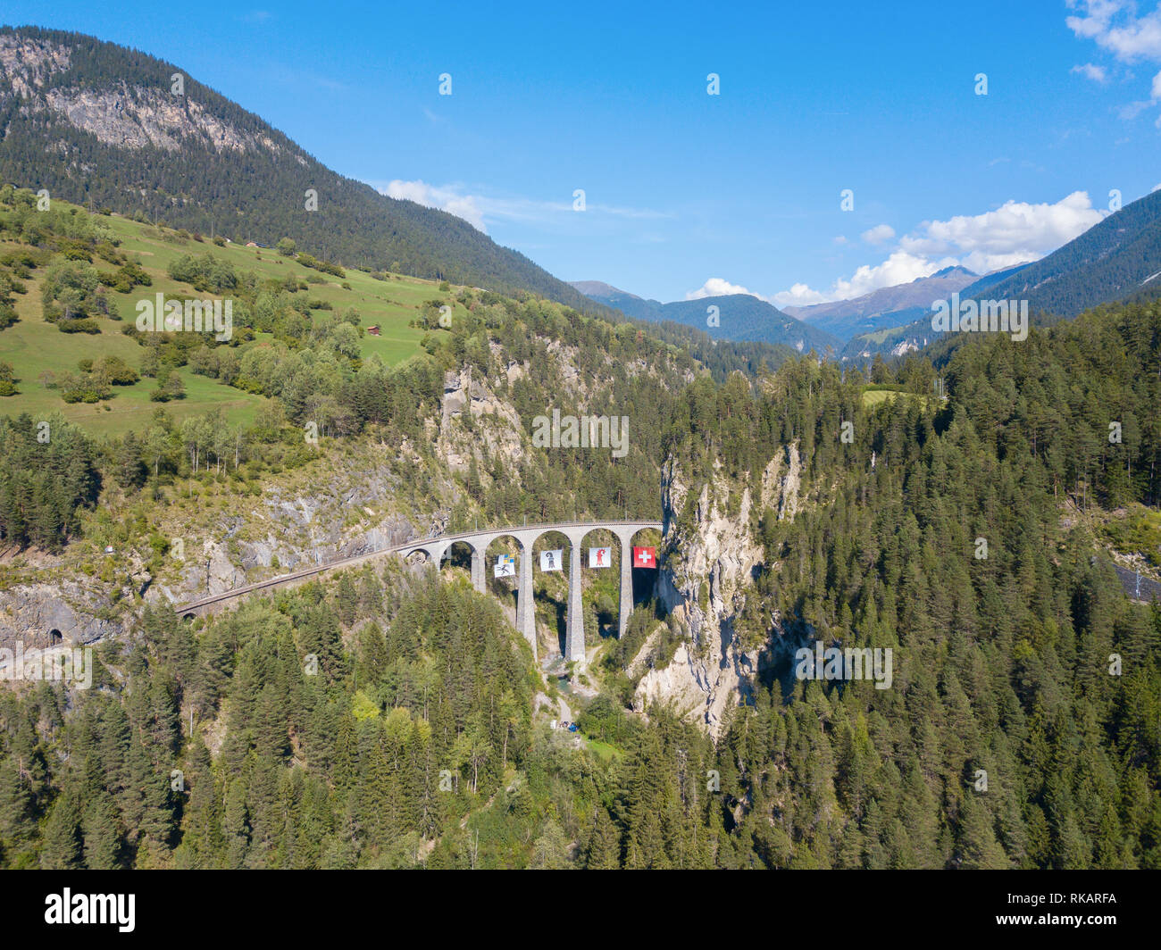 Famous Landwasser viaduct nearby Filisur town in the swiss alps Stock ...