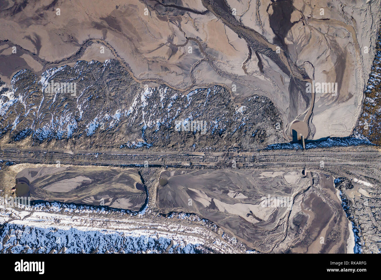 Aerial view of degraded landscape. Destroyed land. View from above ...