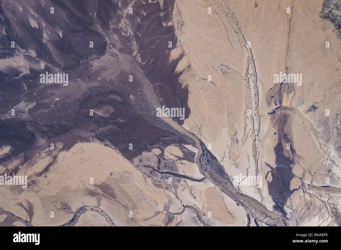 Aerial view of degraded landscape. Destroyed land. View from above ...