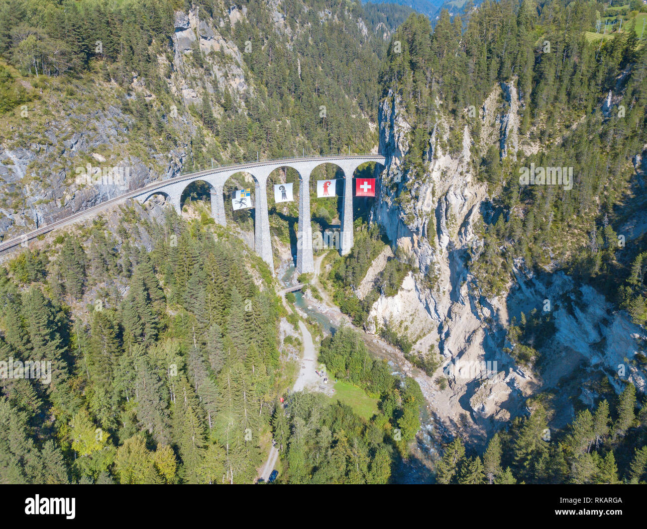 Famous Landwasser viaduct nearby Filisur town in the swiss alps Stock ...