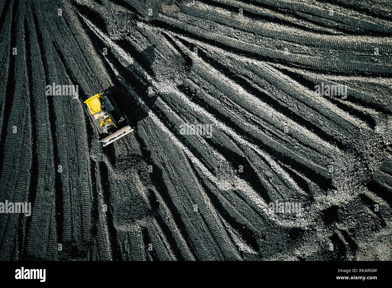 Open pit mine. Aerial view of extractive industry for coal. Top view ...