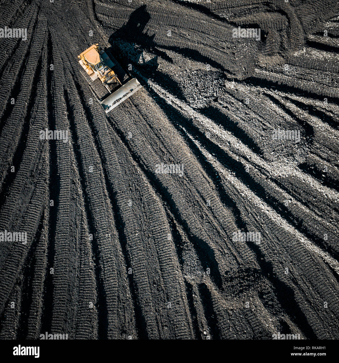 Open pit mine. Aerial view of extractive industry for coal. Top view ...