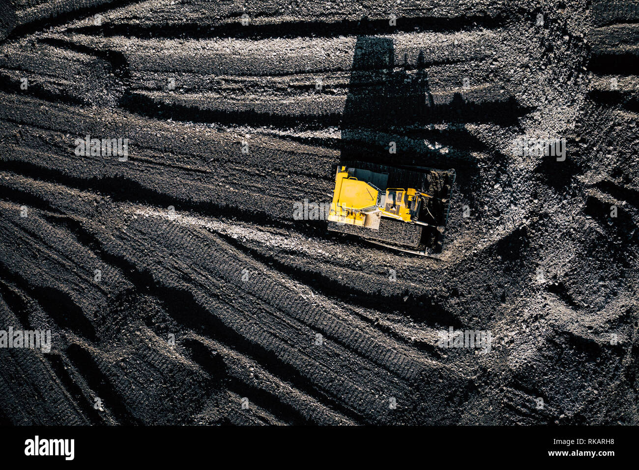 Open pit mine. Aerial view of extractive industry for coal. Top view ...