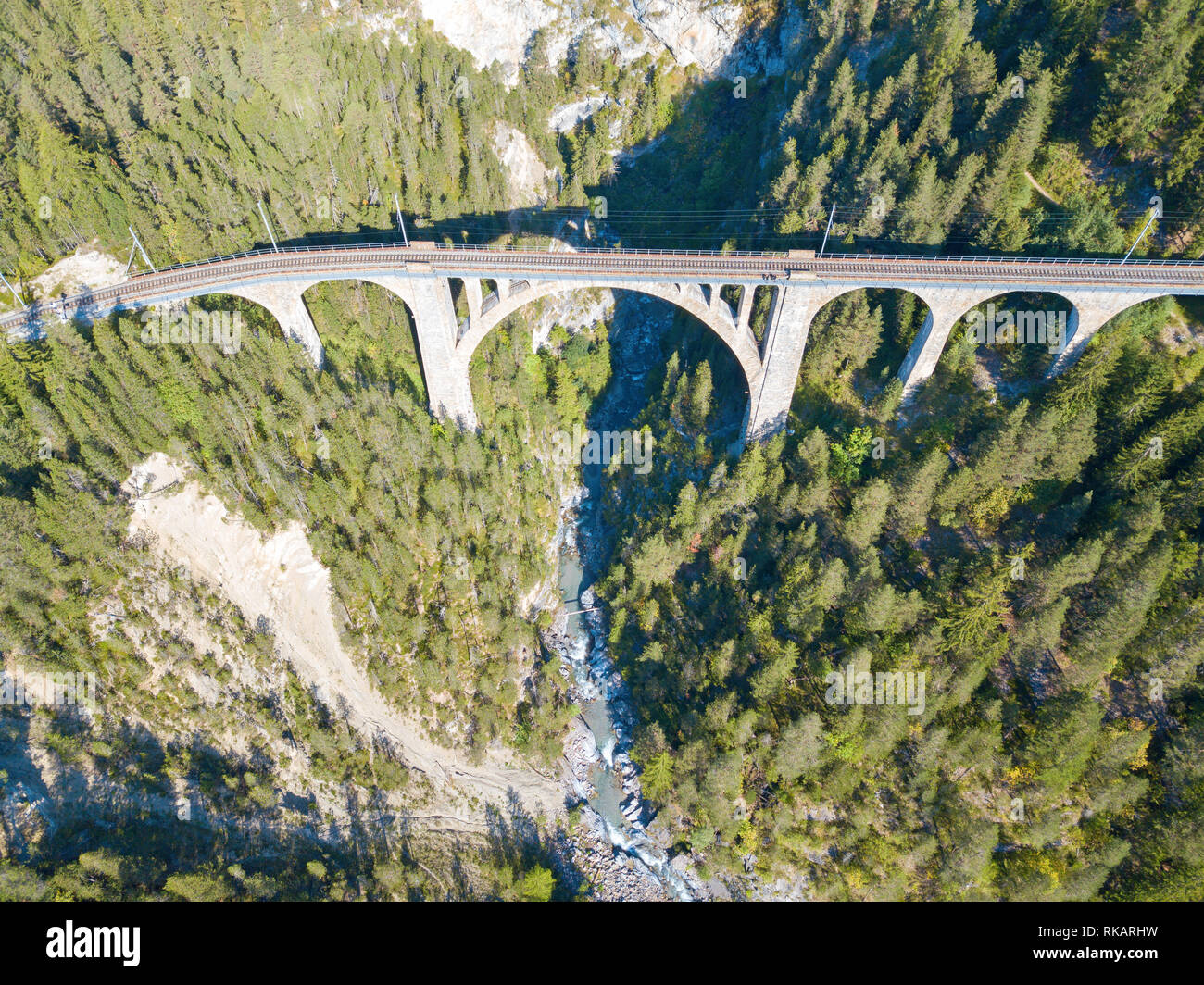 Famous Wiesener viaduct on the train line Davos - Filisur in the swiss ...